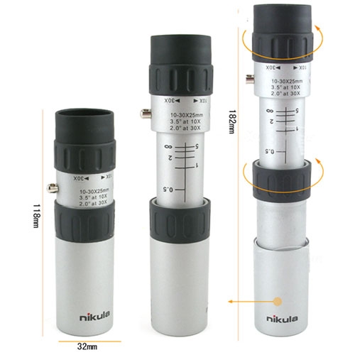 Nikula 10 - 30 x 25 High Power Pockedt-Size Monocular Telescopes ...